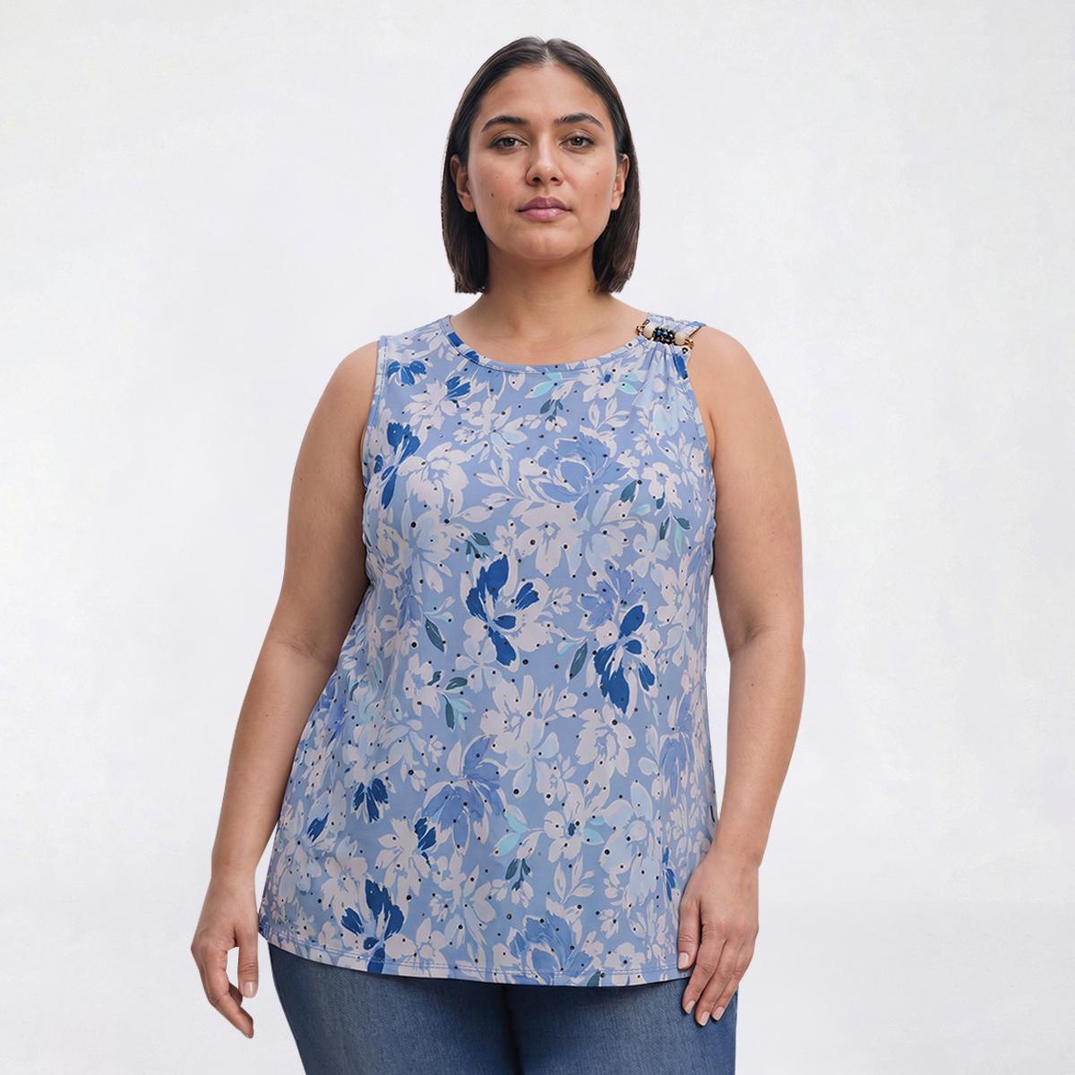 Click here for Plus Size Emily Daniels Sleeveless Floral Disco Fo... prices